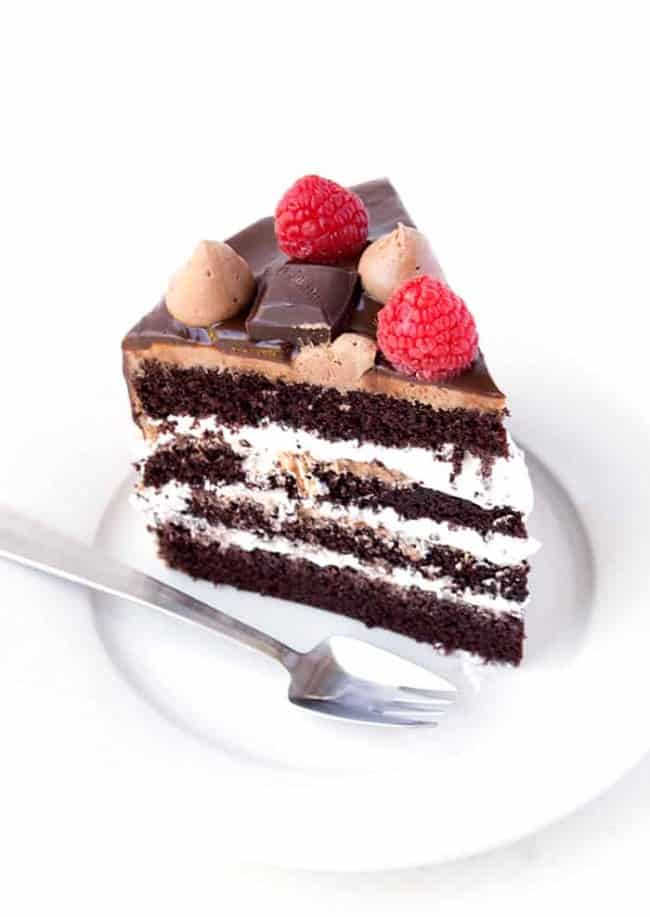 Raspberry Marshmallow Chocolate Layer Cake - Sweetest Menu