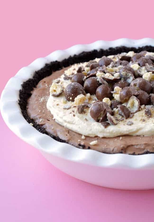 Chocolate Malt Mousse Pie (No Bake) - Sweetest Menu